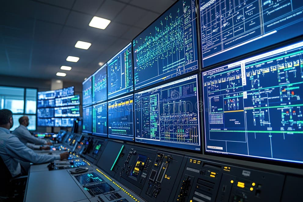 Operators Oversee Power Grid Data in a High-tech Control Room with ...