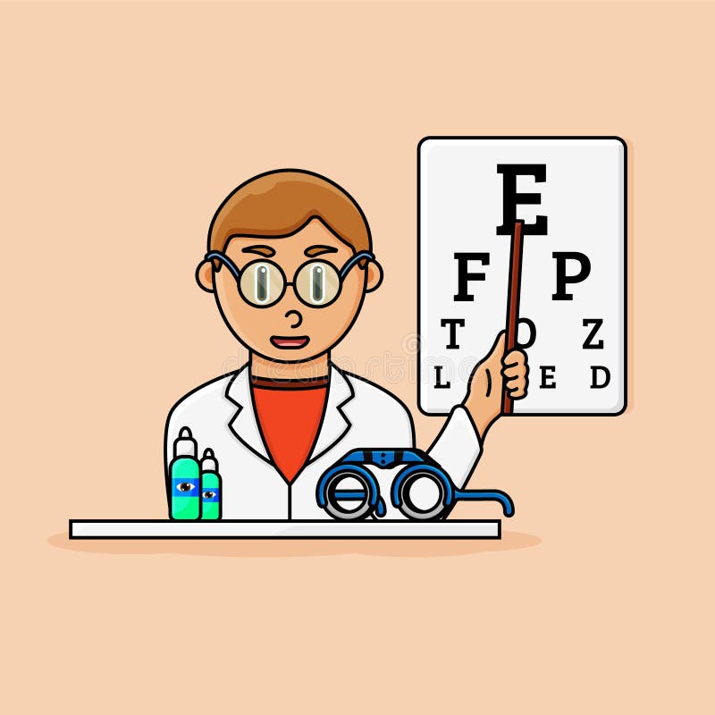 Ophthalmologist Character Pointing at the Snellen Chart Stock Vector ...