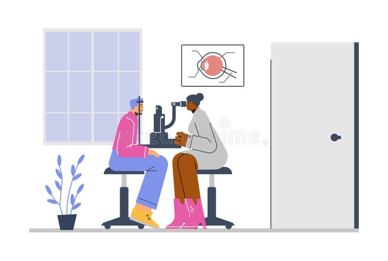 Ophthalmologist Checking Eyes of Patient Using Eye Microscope Test ...