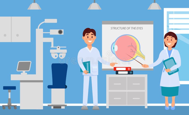 Ophthalmologist Doctors Explaining Structure of Eye and Vision ...