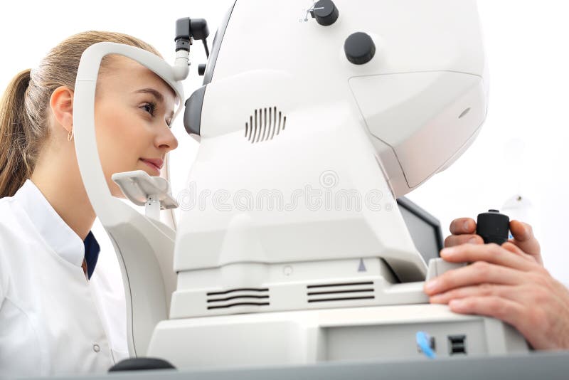 Ophthalmologist, the Patient on the Study Eye. Stock Image - Image of ...