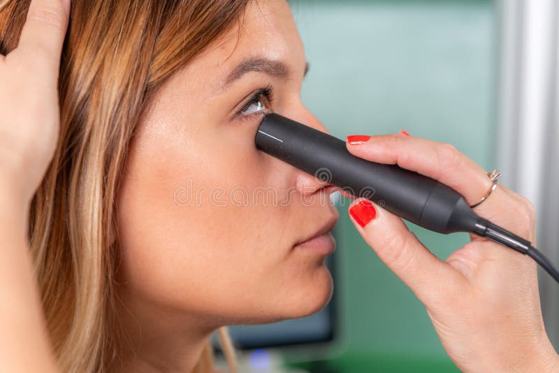 Ophthalmologist Performs a Precise Ocular Ultrasound (B-scan) for in ...