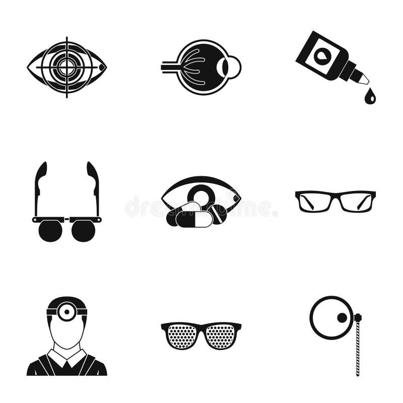 Ophthalmology Icons Set, Simple Style Stock Vector - Illustration of ...