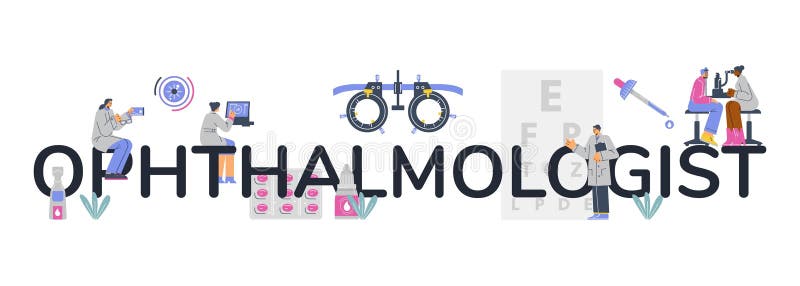 Ophthalmology Services Banner or Site Header, Flat Vector Illustration ...