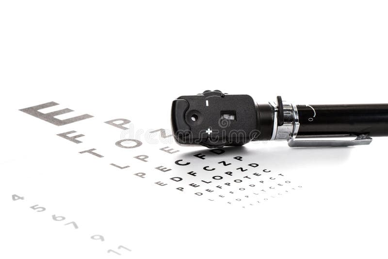 Ophthalmoscope is on a Vision Test Stock Image - Image of doctor ...