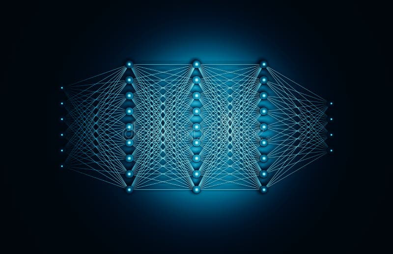 Opinión Frontal 3d De La Red Neuronal Profunda Artificial Stock de ...