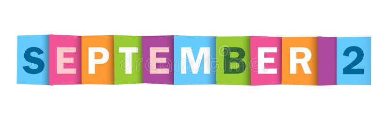 SEPTEMBER 2 Colorful Typography Banner Stock Vector - Illustration of ...