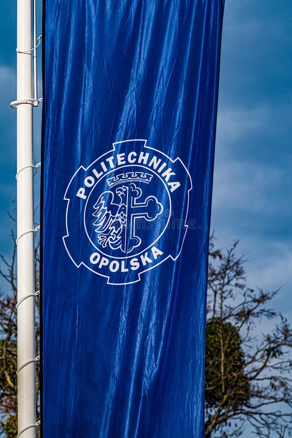 OPOLE, POLAND - Feb 14, 2020: Opole University of Technology Flag ...