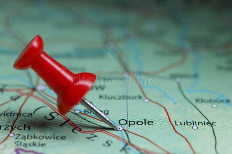 Opole, Poland pin on map stock image. Image of land - 370906007