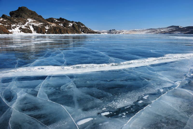 Oppervlakte Van Bevroren Meer Stock Foto - Image of gespleten, naakt ...
