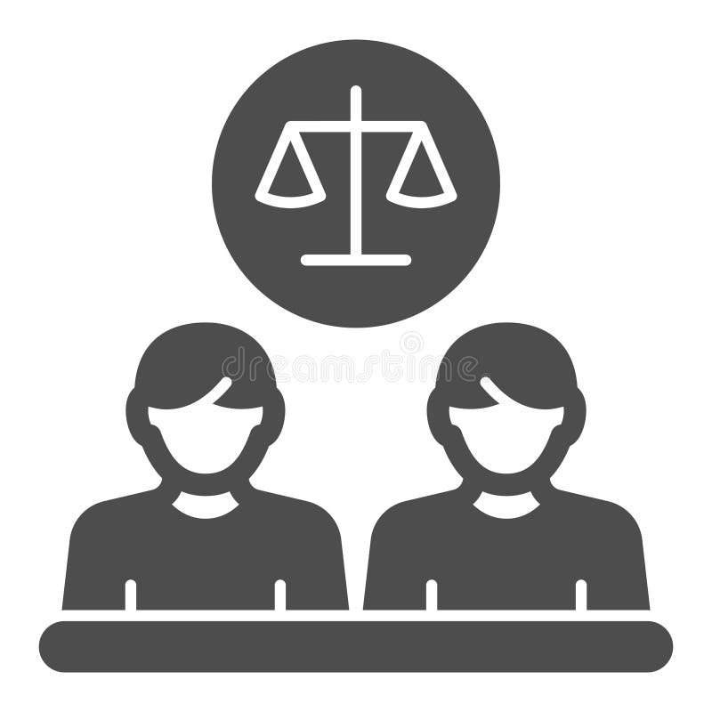 Opponents Men at Dialog Table with Scales Solid Icon, Justice Concept ...
