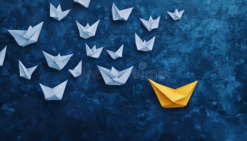 Opportunities Business Concept - Paper Boat Change Direction Stock ...