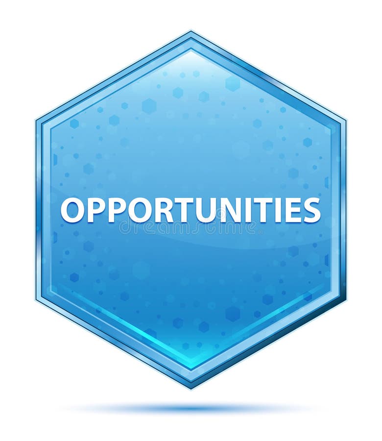 Opportunities Crystal Blue Hexagon Button Stock Illustration ...