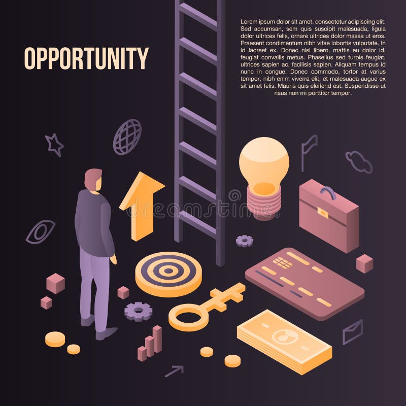 Opportunity Business Concept Background, Isometric Style Stock Vector ...