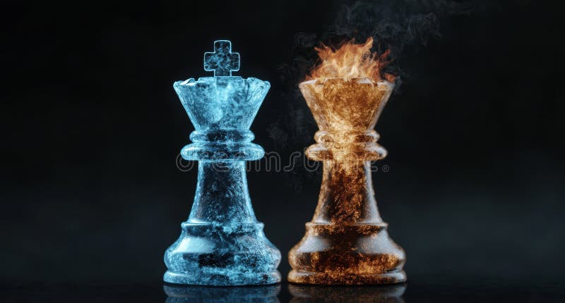 Opposing Chess Kings in Fire and Ice Stock Illustration - Illustration ...