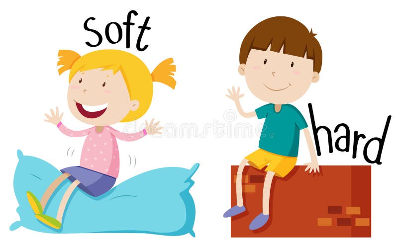 Opposite Adjective with Soft and Hard Stock Illustration - Illustration ...