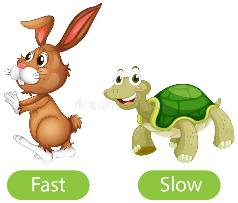 Words Excited and Calm Flashcard with Cartoon Animal Characters ...