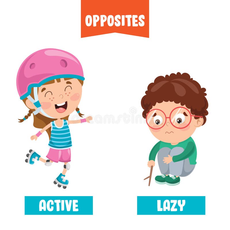 Opposite Adjectives with Cartoon Drawings Stock Vector - Illustration ...