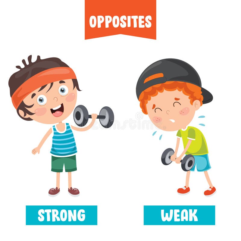 Opposite Adjective with Strong and Weak Stock Vector - Illustration of ... Opposite Adjective with Strong and Weak Stock Vector - Illustration of ...