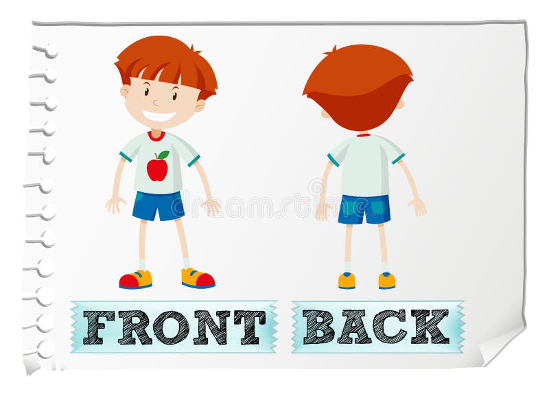 Opposite Adjectives with Front and Back Stock Vector - Illustration of ...