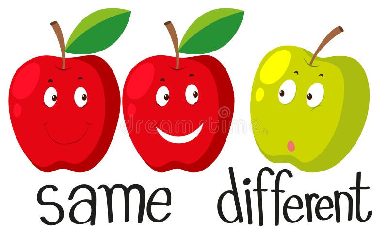 Opposite Adjectives with Same and Different Stock Vector - Illustration ... Opposite Adjectives with Same and Different Stock Vector - Illustration ...