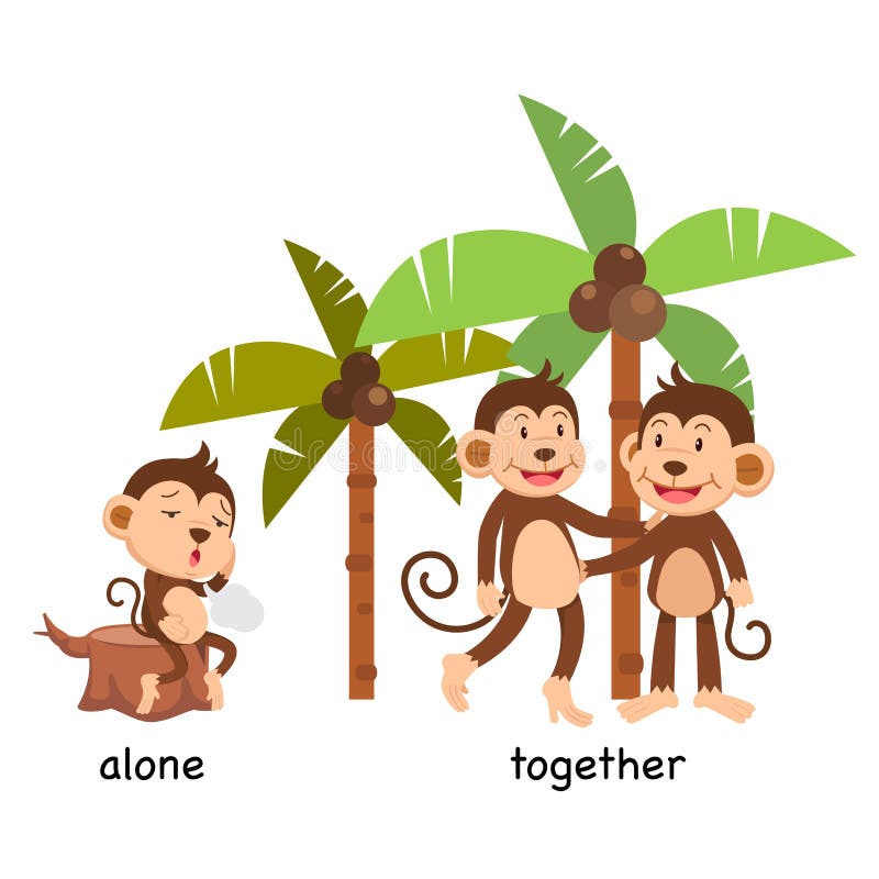 Opposite Alone and Together Stock Vector - Illustration of clipart ...