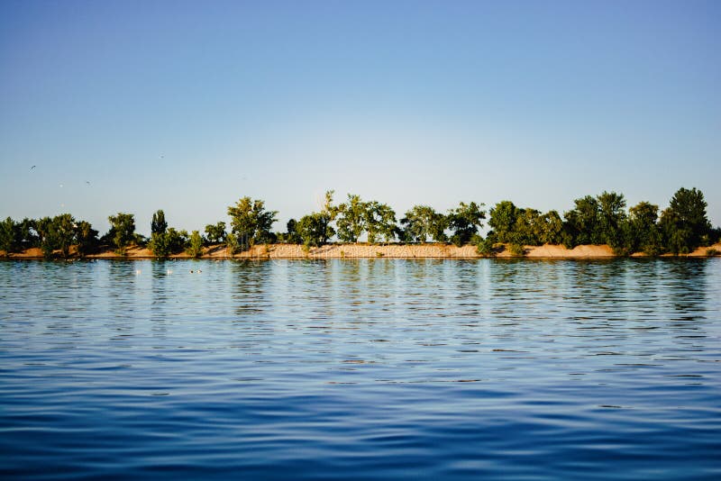 Opposite Bank of the River with Seagulls Stock Image - Image of ...