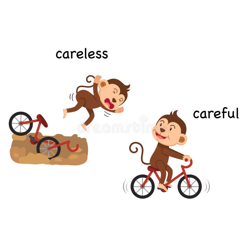 Opposite Careless and Careful Stock Vector - Illustration of education ...