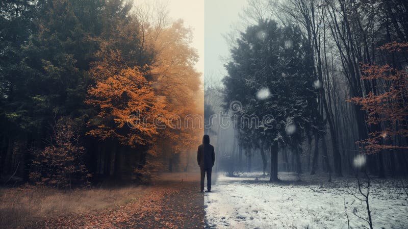 Opposite Concept Art of Seasons in the Year Stock Photo - Image of snow ...