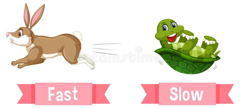 Opposite English Words Fast and Slow Stock Vector - Illustration of ...