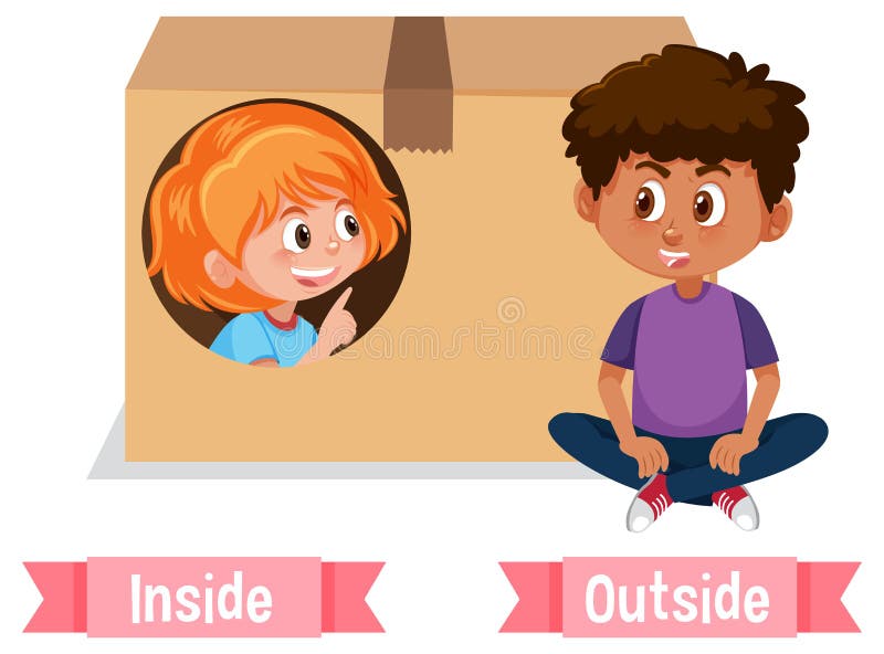 Opposite English Words Inside and Outside Stock Vector - Illustration ...
