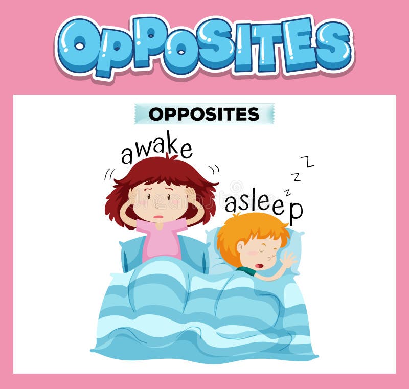 Opposite Words Asleep Awake Stock Illustrations – 21 Opposite Words ...