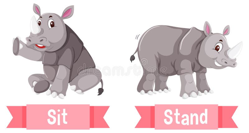 Opposite Words Sit Stand Stock Illustrations – 14 Opposite Words Sit ...