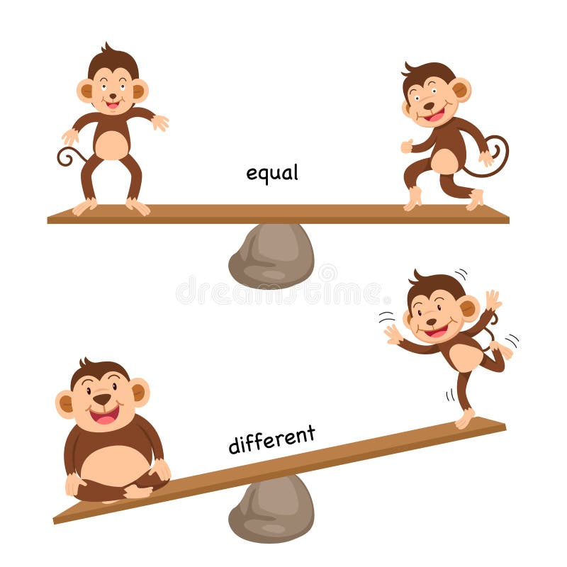 Equal and Different Word Card Vector Template. Opposites Concept ...