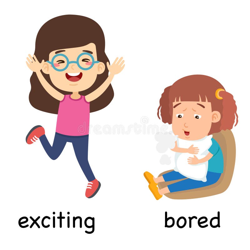 Opposite Exciting and Bored Stock Vector - Illustration of gift ...