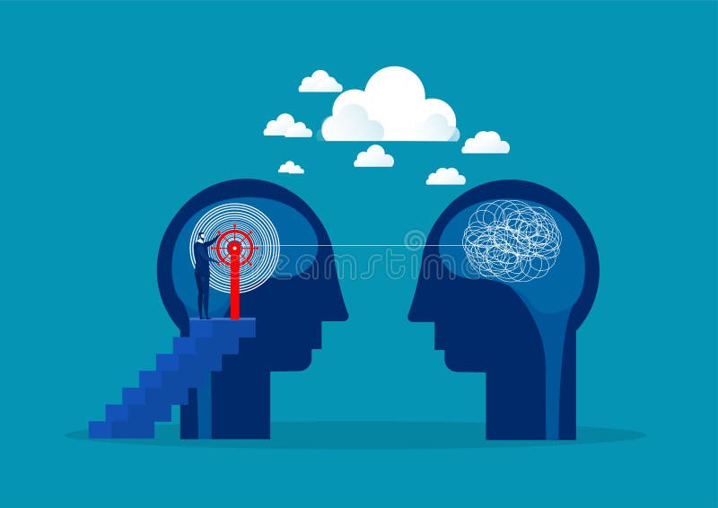 The Opposite Mindset Chaos and Order in Thoughts Concept. Vector ...