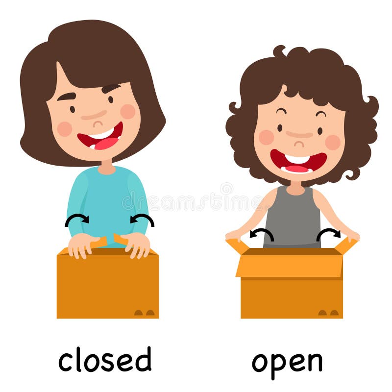 Opposite open and closed stock vector. Illustration of comparison ...