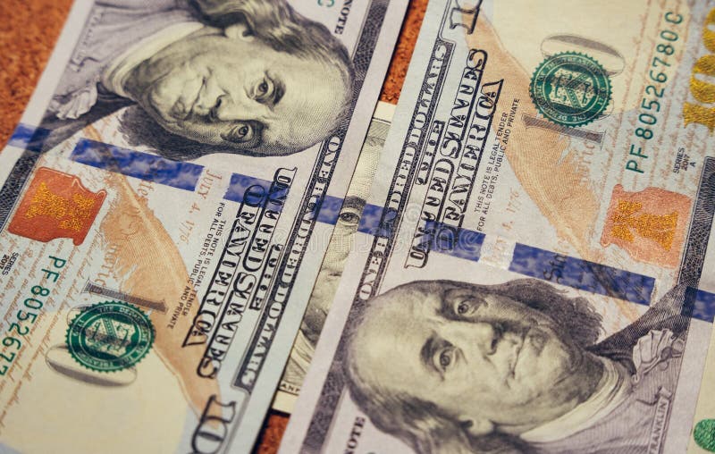 Opposite Portraits of Benjamin Franklin on Banknotes Stock Image ...