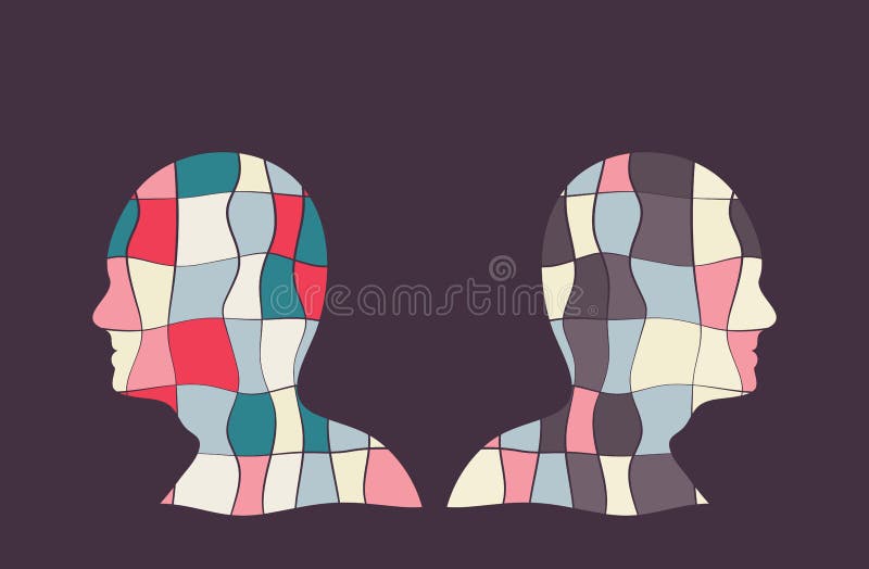 Opposite Sides stock vector. Illustration of head, colours - 47121626