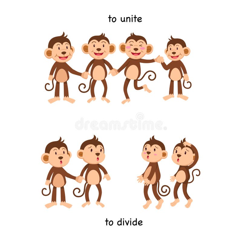 Opposite To Unite and To Divide Stock Vector - Illustration of happy ...