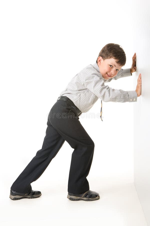 Pushing wall stock photo. Image of move, pupil, people - 5865764