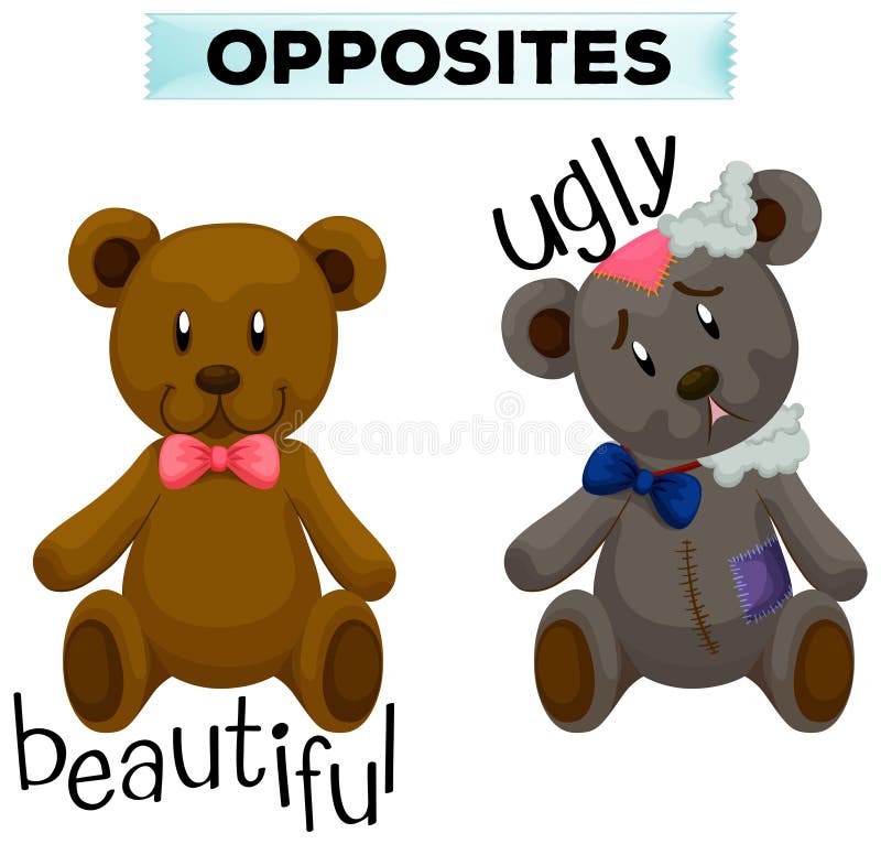 Opposite Wordcard with Beautiful and Ugly Stock Vector - Illustration ...