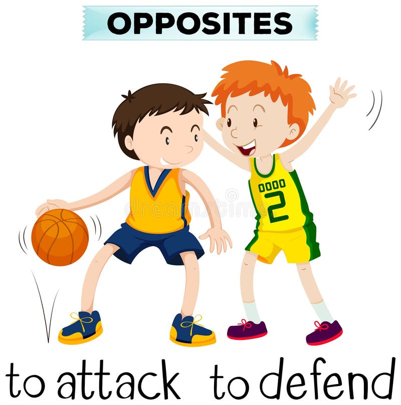 Flashcard for Opposite Words Attack and Defend Editorial Photo ...