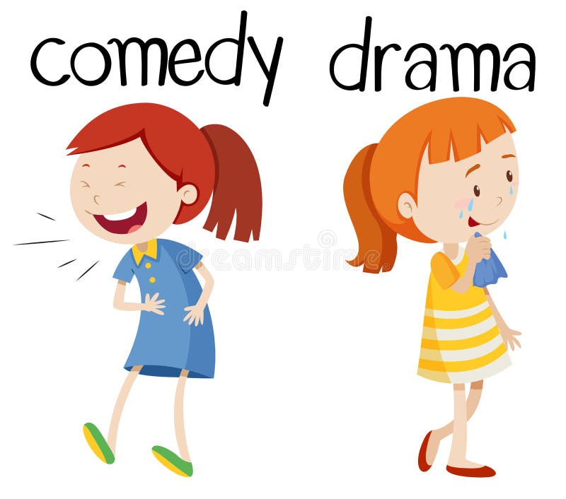 Opposite Words for Comedy and Drama Stock Vector - Illustration of ...