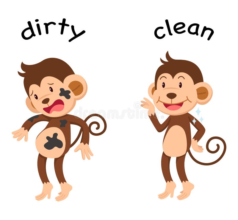 Opposite Words Dirty and Clean Stock Vector - Illustration of lesson ...