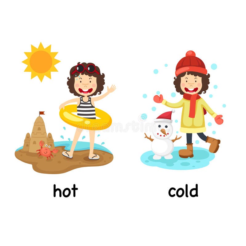 Opposite Words Warm Cool Vector Stock Illustrations – 5 Opposite Words ...