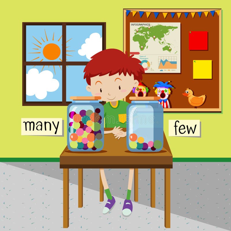 Opposite Words for Many and Few Stock Vector - Illustration of ...
