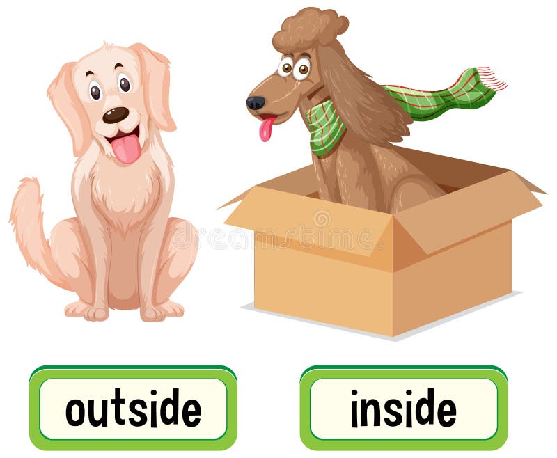 Opposite Words for Outside and Inside Stock Vector - Illustration of ...