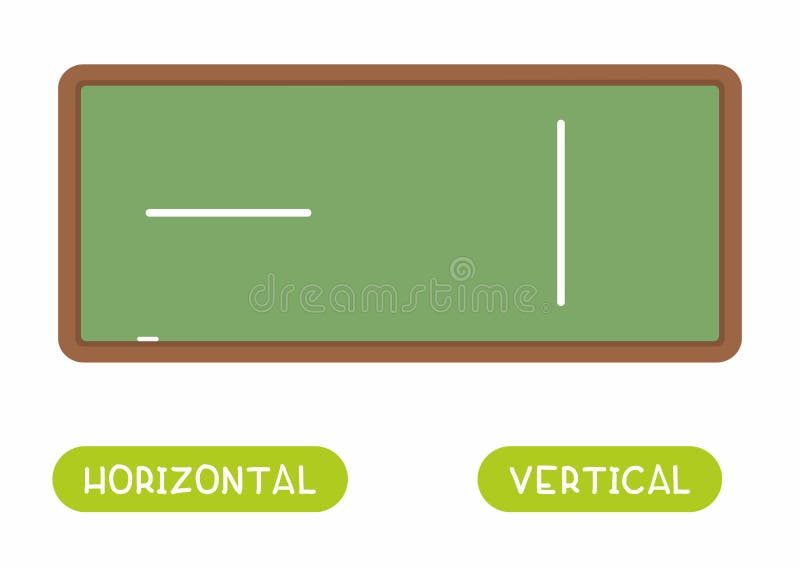 Opposites Concept, HORIZONTAL and VERTICAL. Word Card for Language ...