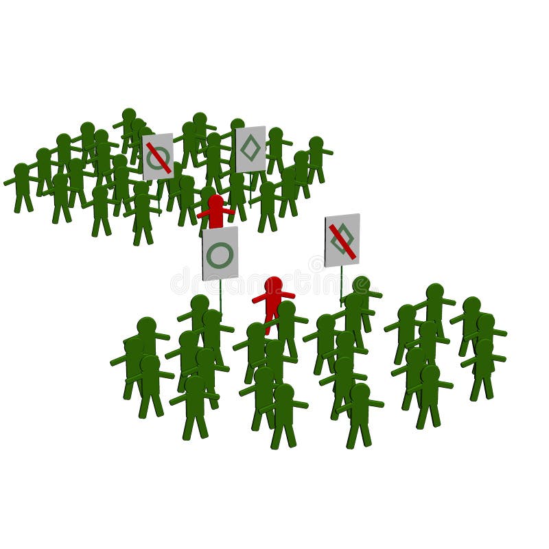 Opposition. Picture on White Background. 3D Image. Stock Illustration ...